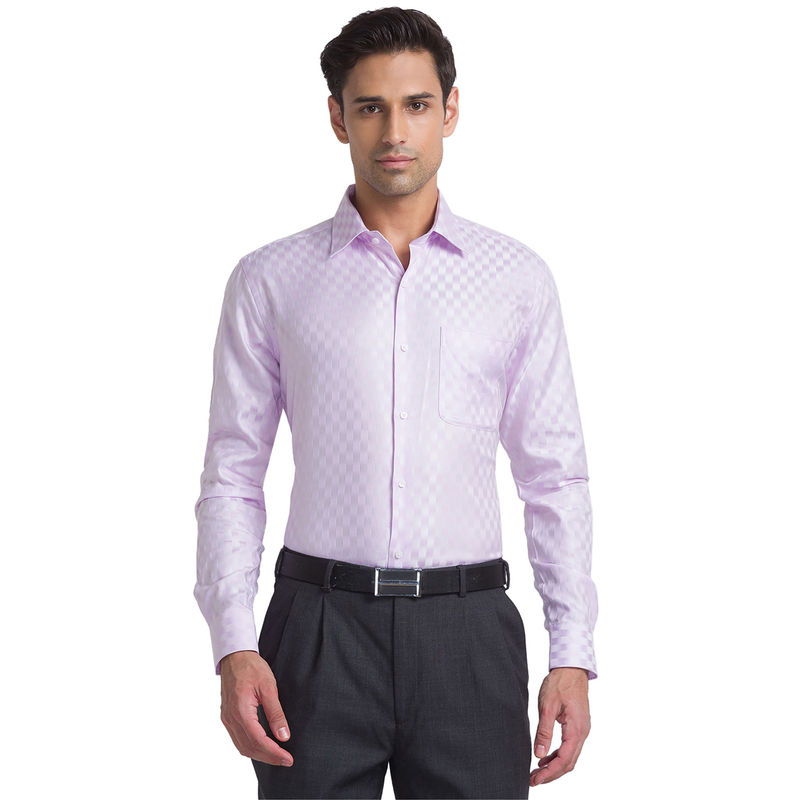 Buy Raymond Contemporary Fit Self Design Light Lavender Shirt Online