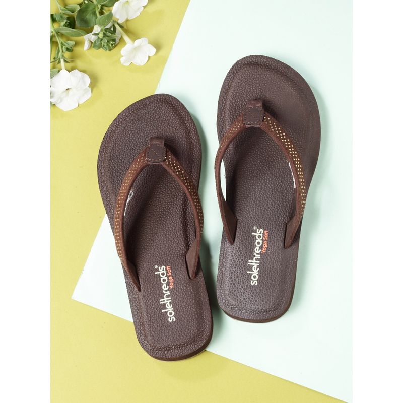 Buy SOLETHREADS Yoga V Shape Brown Solid Women Flats Online