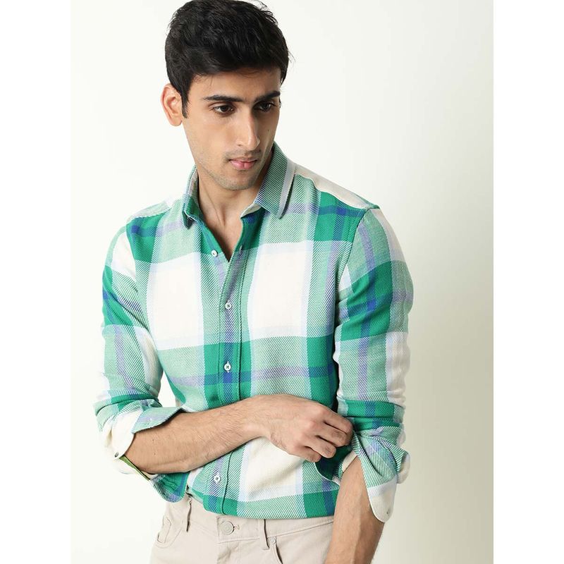 Buy Rare Rabbit Agda Green Casual Shirts Online