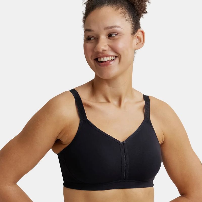 Buy Jockey ES27 Wirefree Non Padded Super Combed Cotton Elastane Minimizer Bra - Black Online