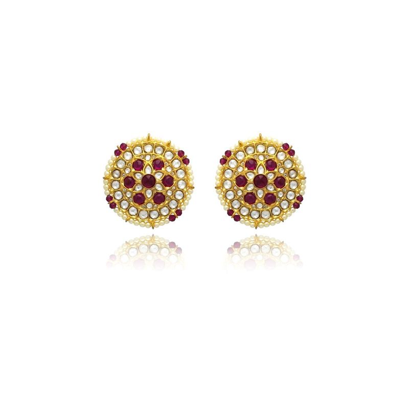 TIZORA Round Kundan Ear Tops: Buy TIZORA Round Kundan Ear Tops Online ...