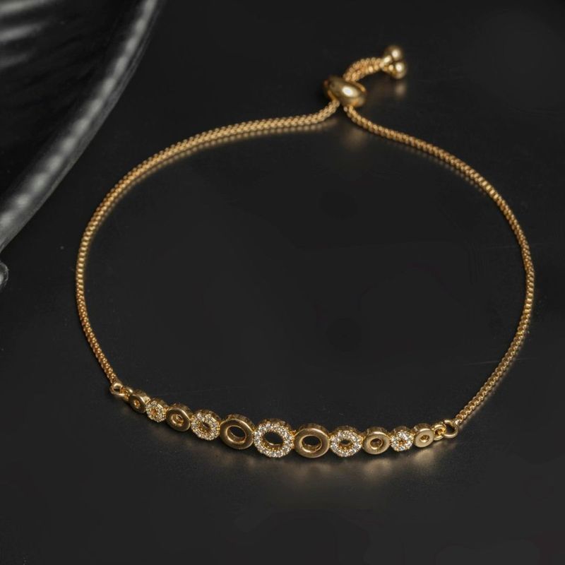 Buy PRITA Studded Round Rings Gold Plated Bracelet Online