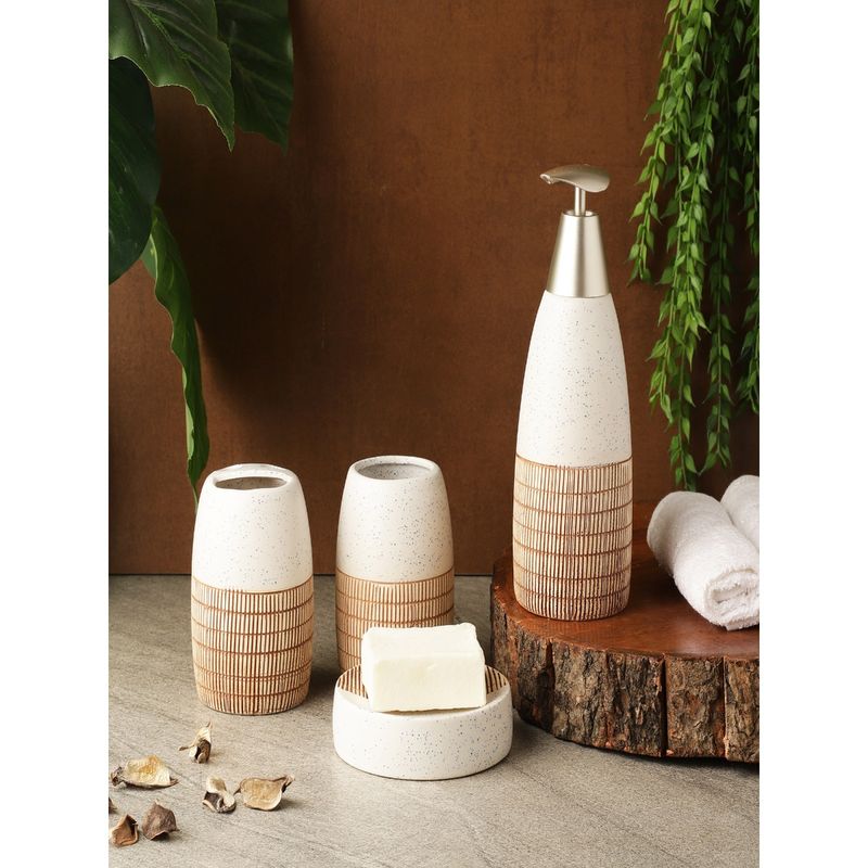 Buy The Decor Mart White Ceramic Pore and Slate Bath Accessory Set Online