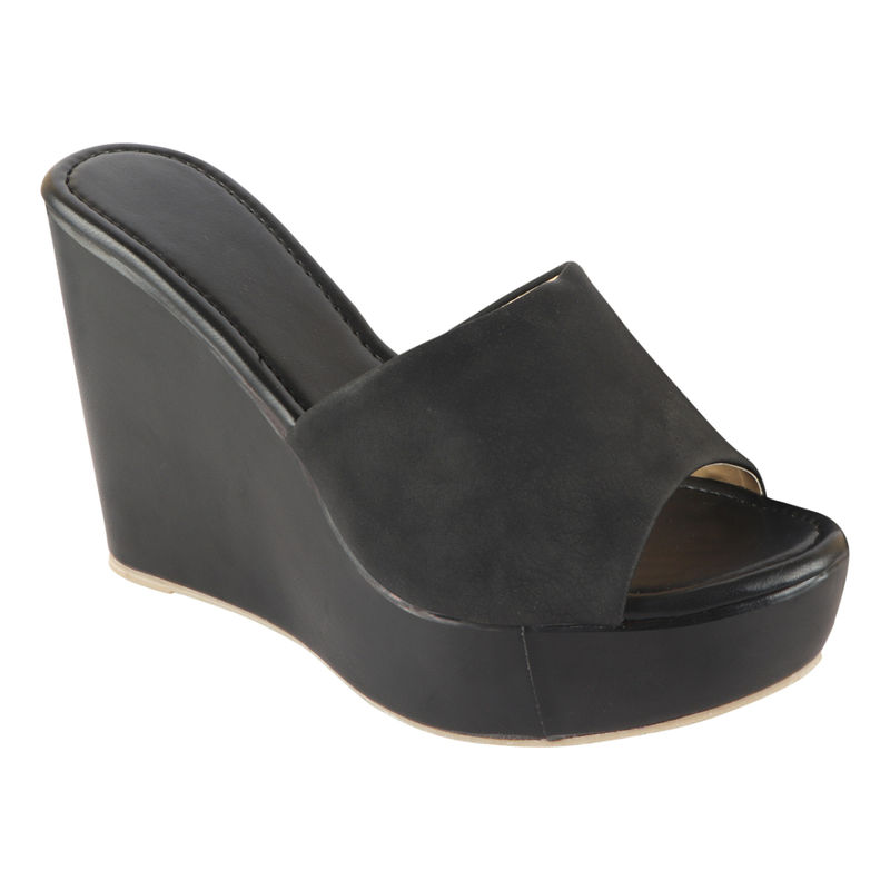 Buy Shoetopia Womens Black Solid Wedges Heels Online