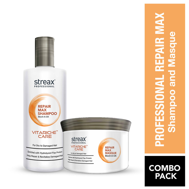 Buy Streax Professional Vitariche Care Repair Max Shampoo + Masque Hair ...
