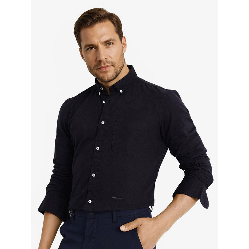 Buy Rare Rabbit Men Navy Blue Solid Casual Shirt Online