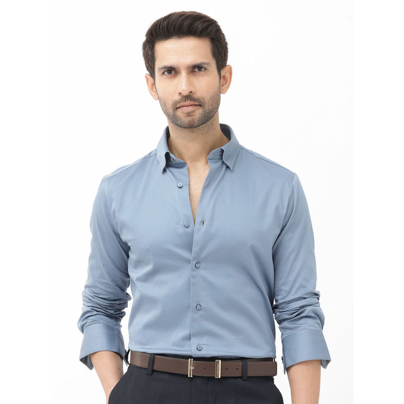 Buy Rare Rabbit Men Blue Solid Casual Shirt Online