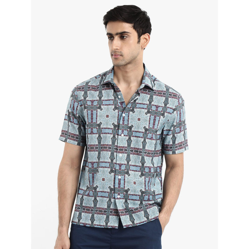 Buy Rare Rabbit Men Blue Abstract Casual Shirt Online