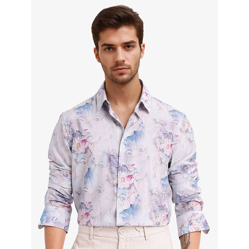 Buy Rare Rabbit Men Purple Floral Casual Shirt Online