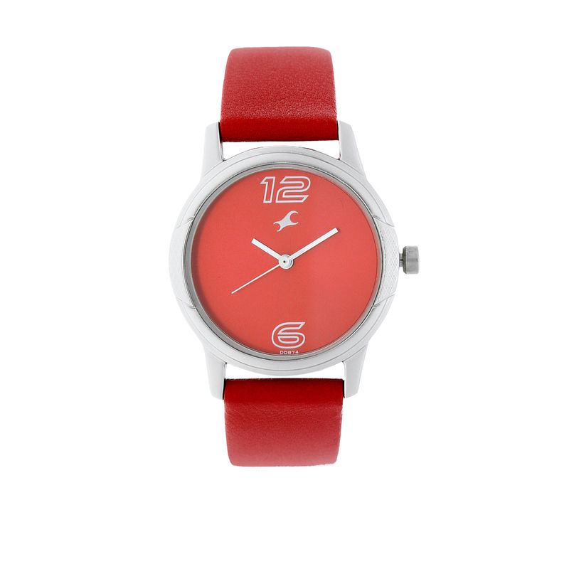 Buy Fastrack Red Dial Red Leather Strap Watch Online