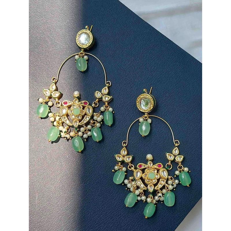 Buy Amreli Jaipur Mint Green Kundan Chandbalis Online