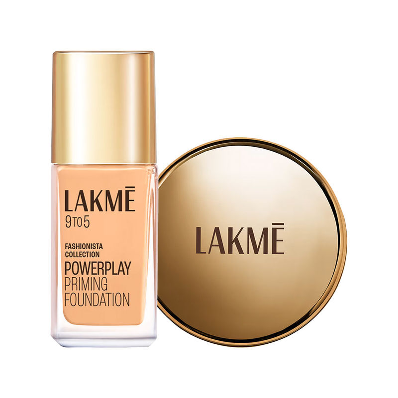 Buy Lakme 9 To 5 Primer + Matte Powder Compact Silky Golden & W120 Warm ...