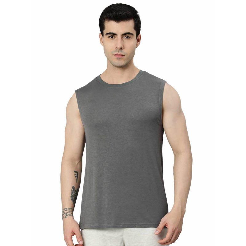 Buy Heelium Bamboo Gym Vest For Men Soft Odour Free Grey Online