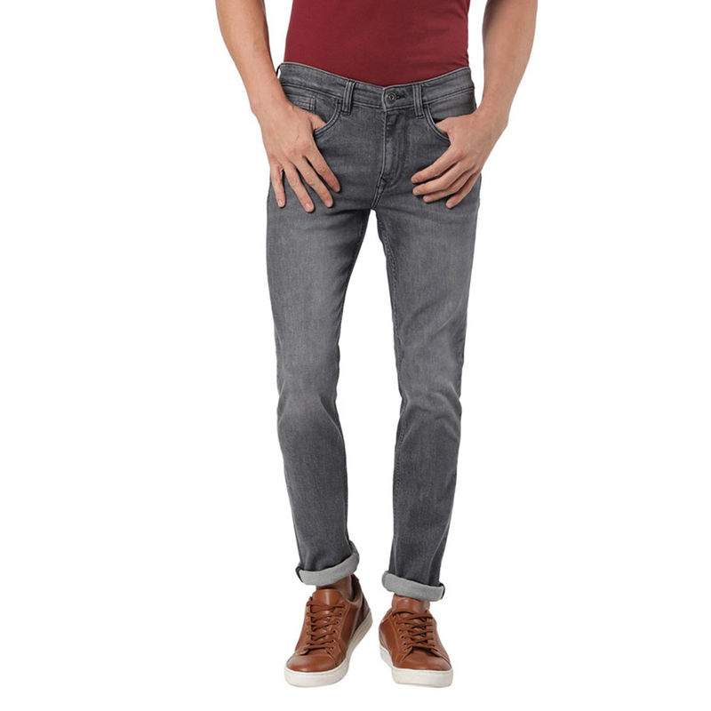 Buy AD By Arvind Men Black Cotton Lycra Regular Fit Denim Online