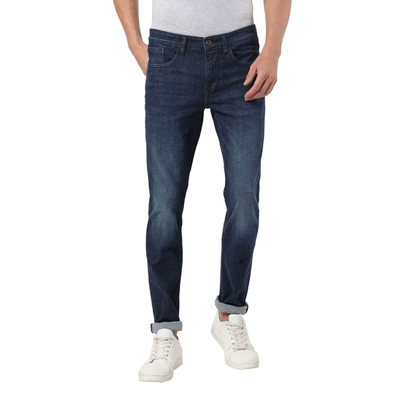 Buy AD By Arvind Men Blue Cotton Lycra Regular Fit Denim Online
