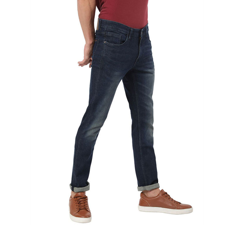 Buy AD By Arvind Men Blue Cotton Lycra Regular Fit Denim Online