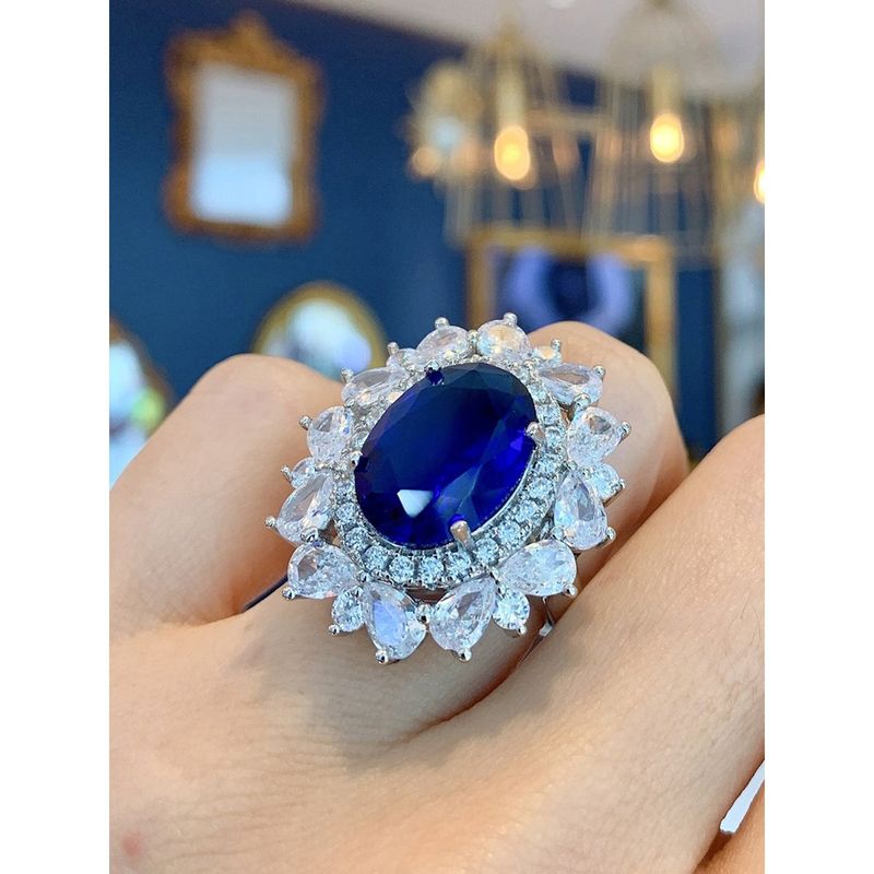 Buy Designs & You Silver Plated American Diamond Crushed Ice Cut Navy ...