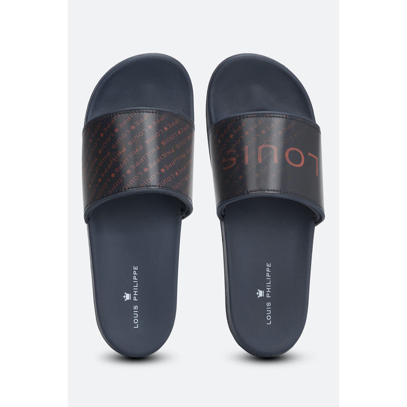 Buy Louis Philippe Graphic Black Flip Flops Online