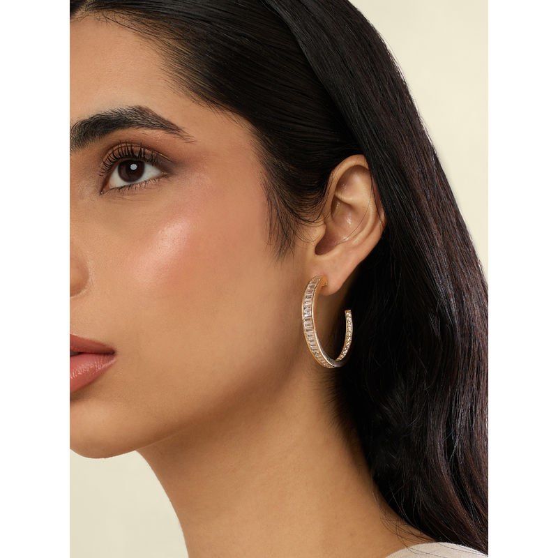 Buy Isharya 18KT Gold Plated White Divine Radiance Hoops Online