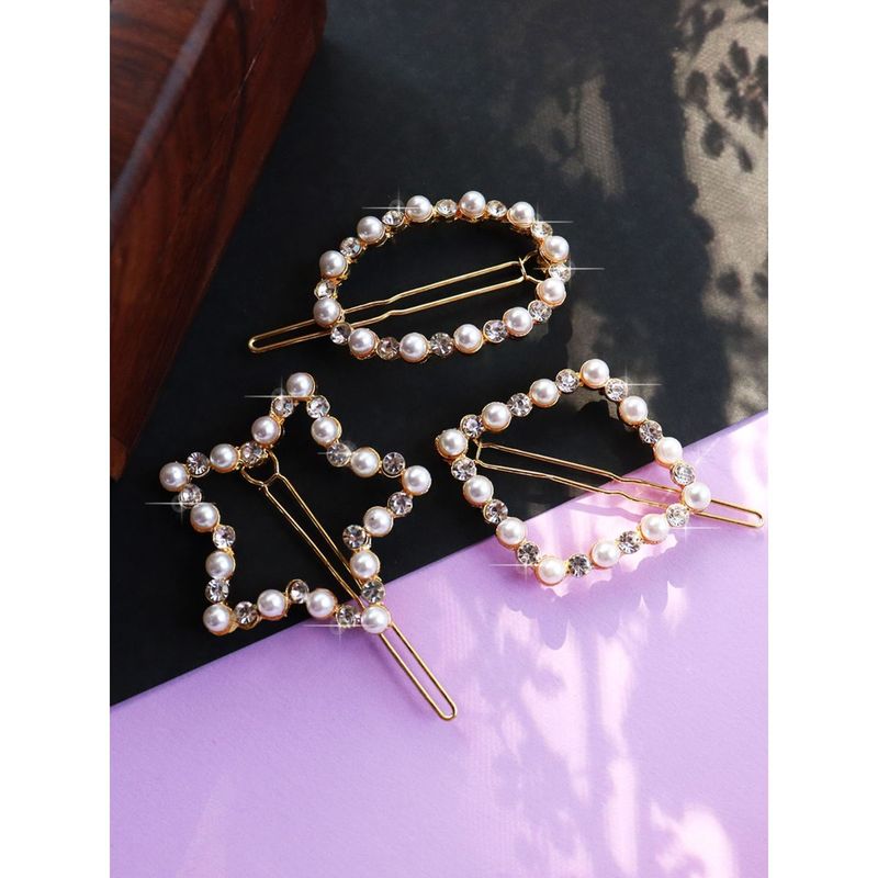 Soho Boho Studio Astro Diamonds and pearl combo metal hair clips: Buy ...
