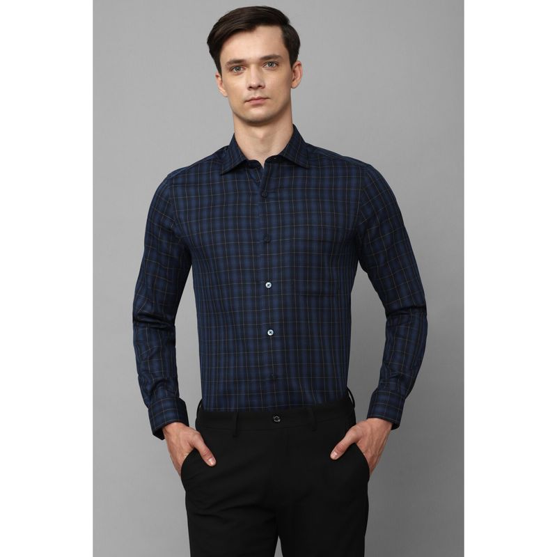 Buy Louis Philippe Men Navy Classic Fit Check Full Sleeves Formal Shirt ...
