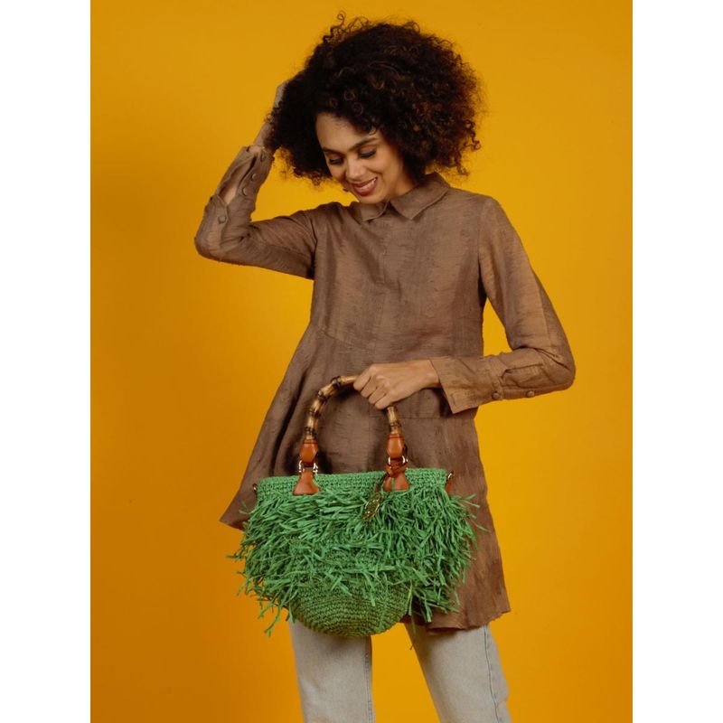 Buy HIE Green Daisy Handbag (M) Online