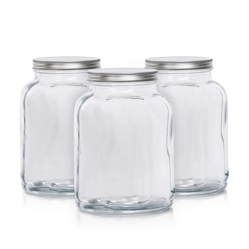 Buy Anko 3L Clear Fluted Glass Jar for Kitchen Storage, Set Of 3 Online