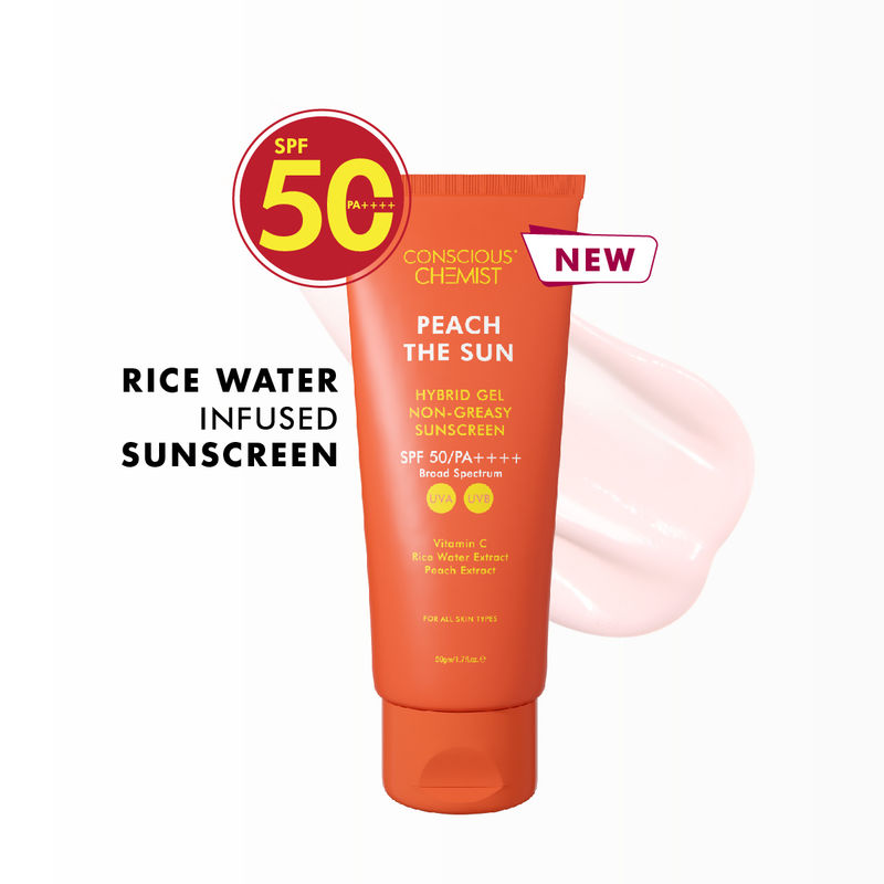 Buy Conscious Chemist Peach Sunscreen SPF 50 PA++++ With Vitamin C And ...