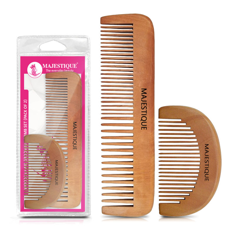 Buy Majestique Wooden Hair Grooming Comb Set Online
