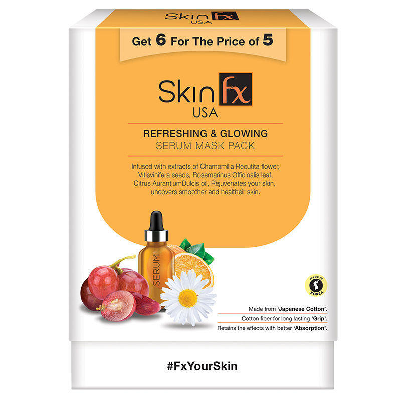 Buy Skin Fx Refreshing & Glowing Serum Mask Combo - Pack of 6 Online