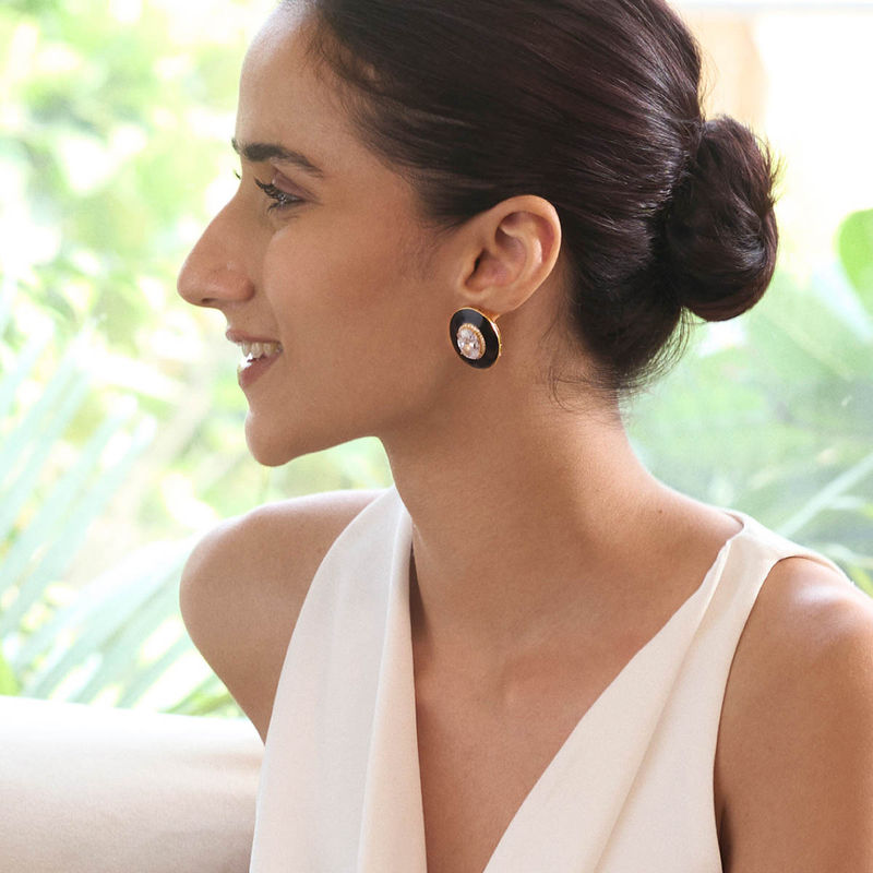 Buy Aulerth White & Black Numisma Nyx Studs by Shivan & Narresh Online