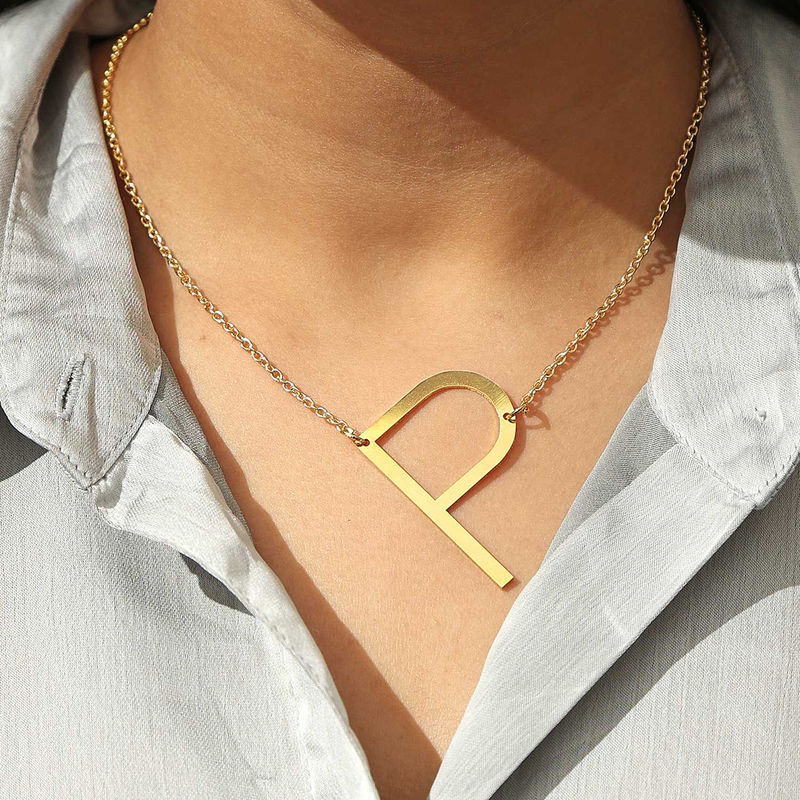 Pipa Bella by Nykaa Fashion 18k Gold Plated Slanted Initial P Necklace: Buy Pipa Bella by Nykaa ...