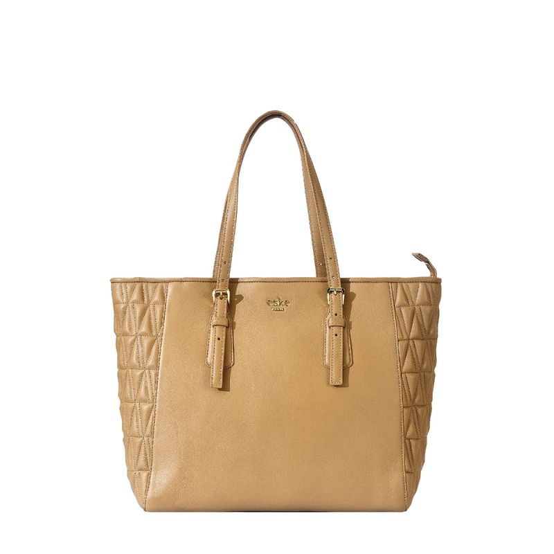 Buy Eske Sand Quilted Leather Tote Bag for Women Online