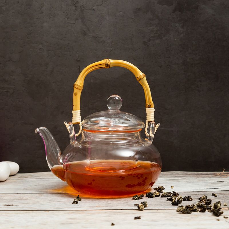 Buy EZ Life Borosilicate Oriental Glass Tea Pot with Bamboo Handle ...