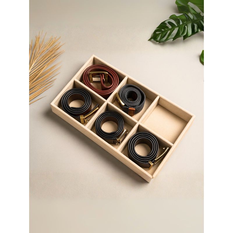 Buy The Big Trove 6 Slot Belt Organizer Tray For Wardrobe Closet-Cream ...