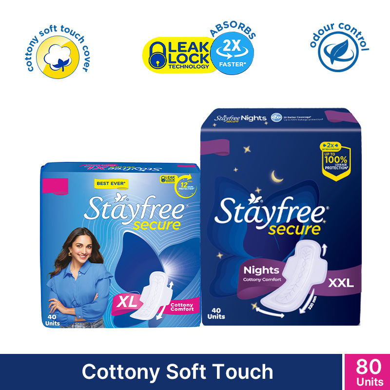 Buy Stayfree Secure Day and Night Sanitary Pads Combo with Cottony Soft ...