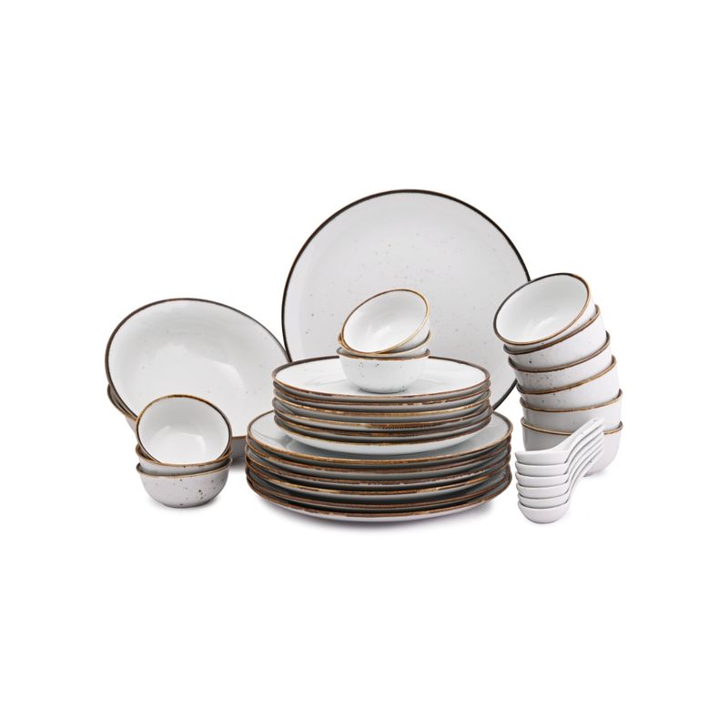 Buy HITKARI POTTERIES White Sparkle Dinner (Set of 33) Online
