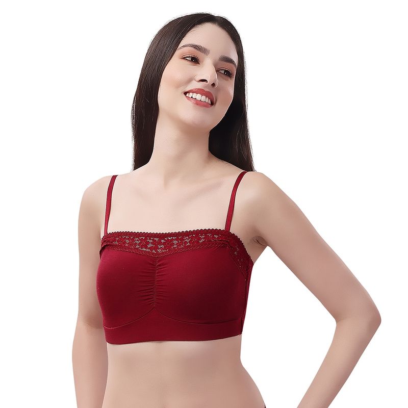 SOIE Micro Modal Spandex Lacy Bandeau Bra With Removable Cups: Buy SOIE Micro Modal Spandex Lacy ...