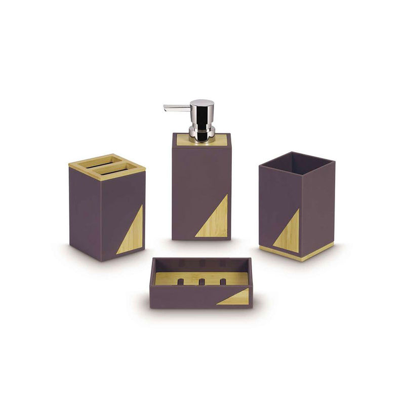 Buy Freelance 4 Pc Bathroom Set Brown - Soap Dispenser- Soap Dish ...