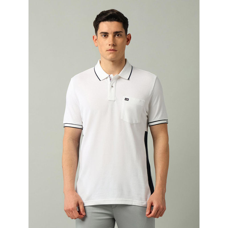 Buy Arrow Sports Men Solid White Half Sleeves Front Pocket Polo T-Shirt ...