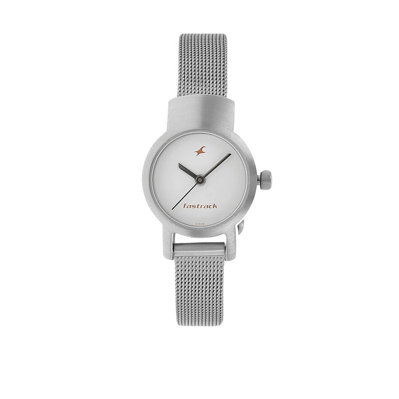 Buy Fastrack White Dial Silver Metal Strap Watch Online