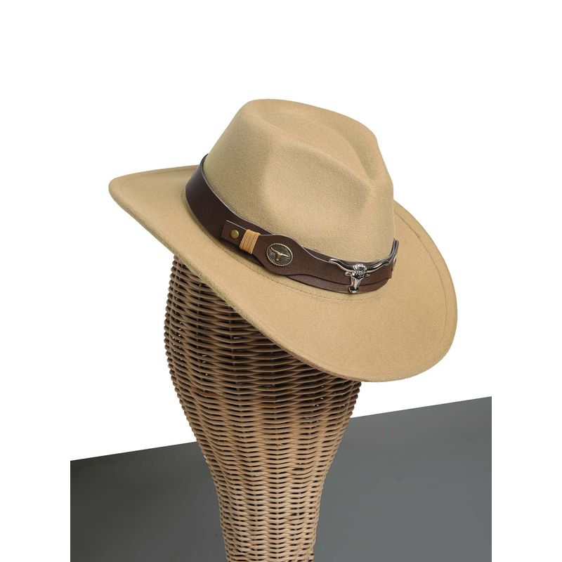 Buy CHOKORE Unisex Classic Solid Beige Cowboy Hat Online