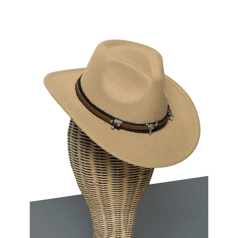 Buy CHOKORE Unisex Classic American Solid Beige Cowboy Hat Online