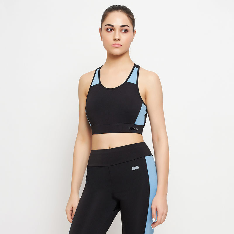 Clovia Medium Impact Padded Active Racerback Sports Bra In Black: Buy ...