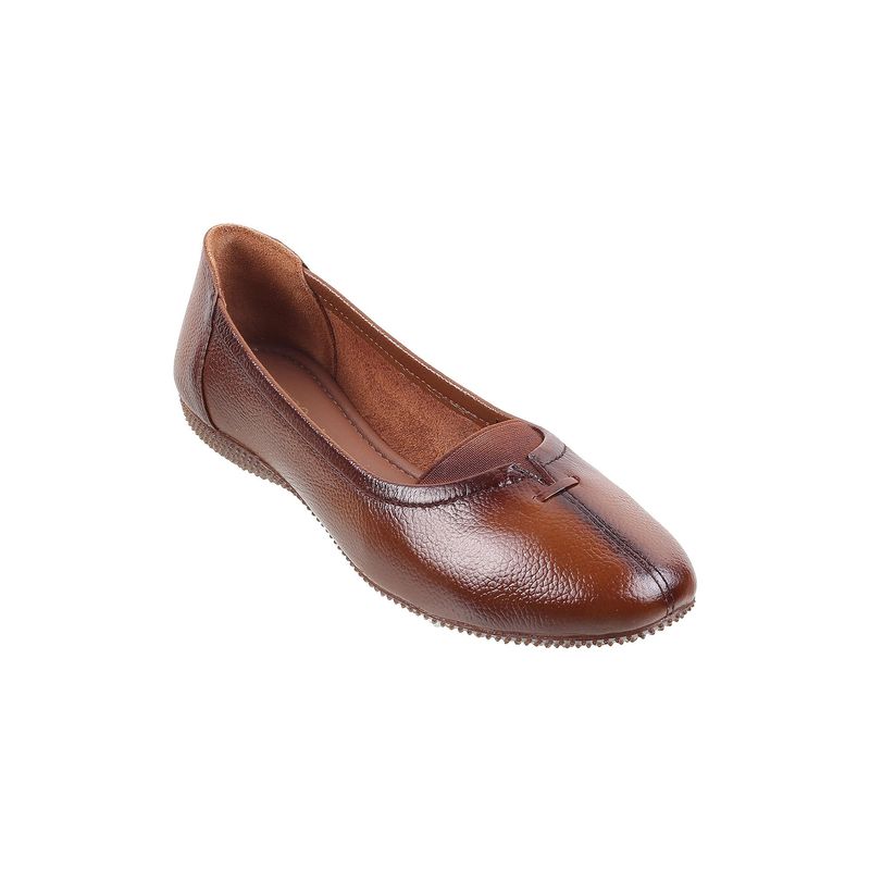 Buy Metro Women Rust Leather Slip On Ballerina Online
