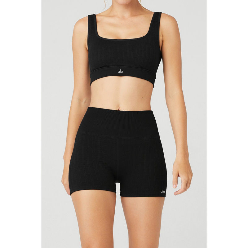 Buy alo Seamless Cable Knit Bra Black Online