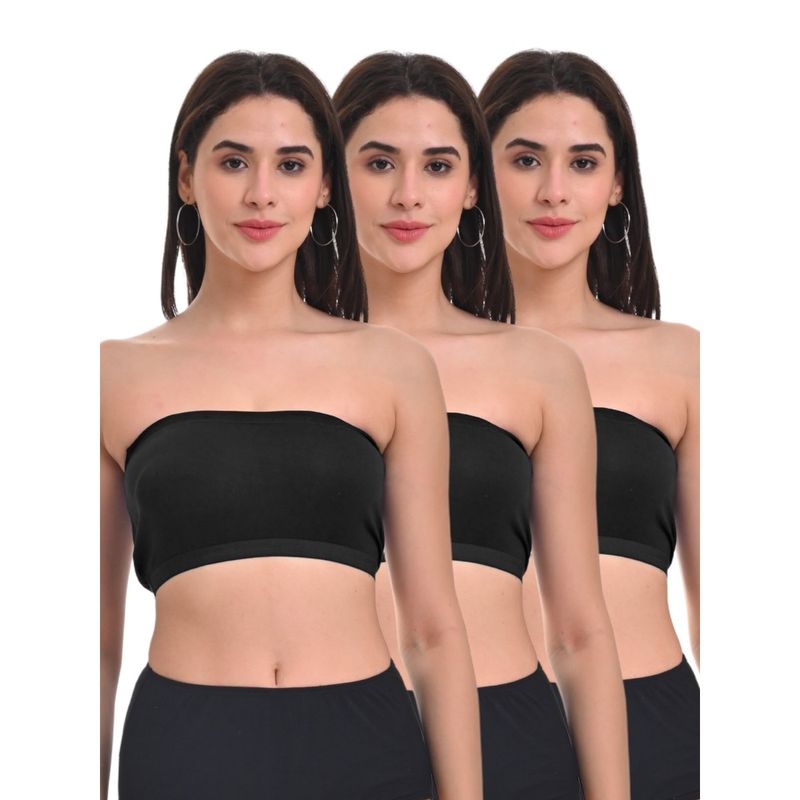 Buy Adira Women Black Cotton Solid Bras (Pack of 3) Online