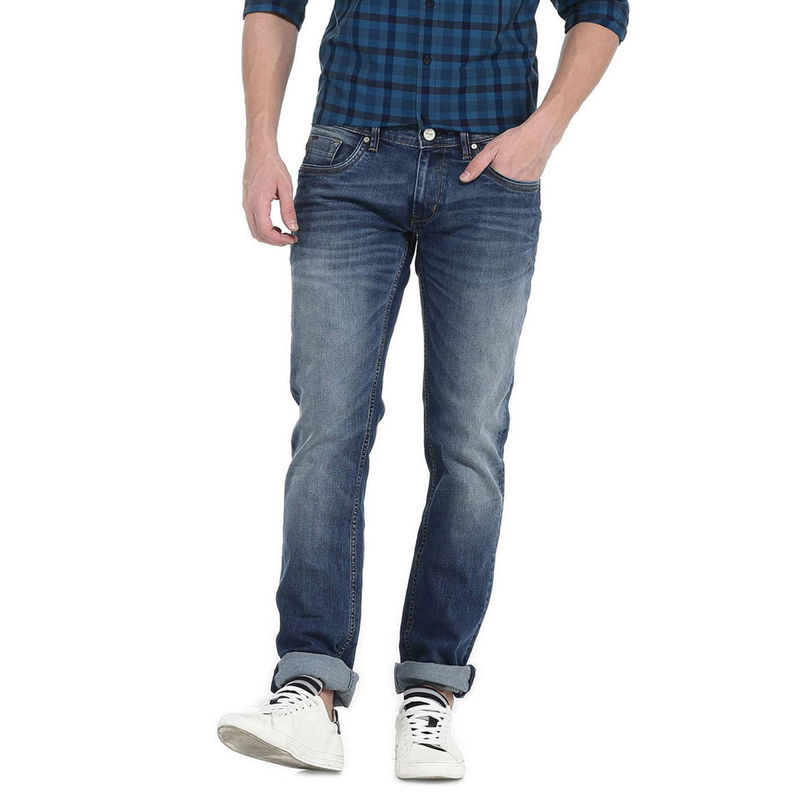 Buy BASICS Drift Fit Graphite Navy Blue Stretch Jeans Online