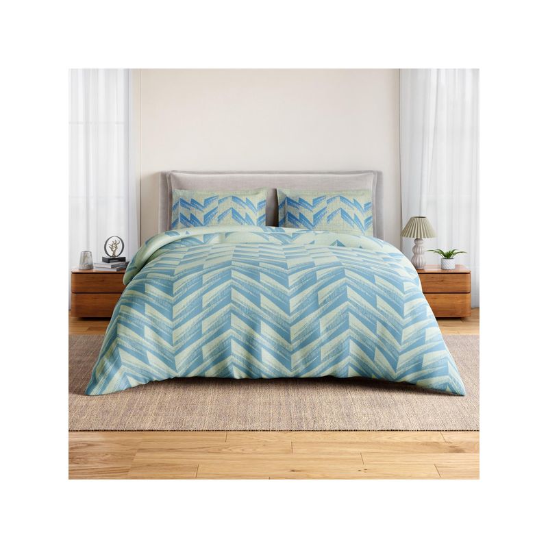 Buy SPACES Linear Traced Ice Melt 144 TC Cotton Geometric Design Soft ...