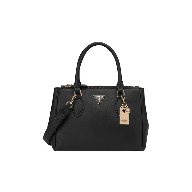 Buy Guess Black Pu Solid Handbag with Detachable Strap Online